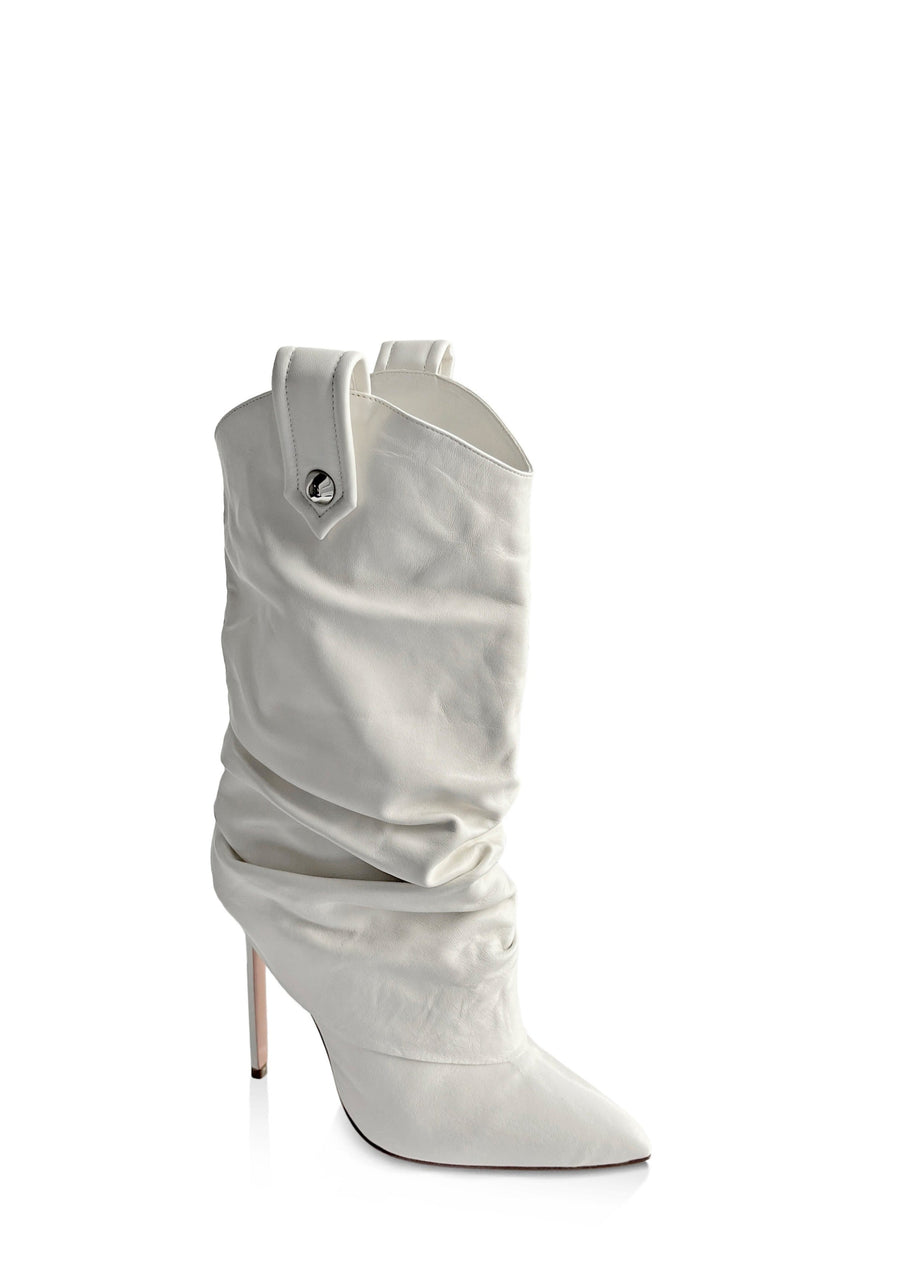CLAIRE EGGSHELL LEATHER SLOUCHY LAYERED BOOTS – Monika Chiang